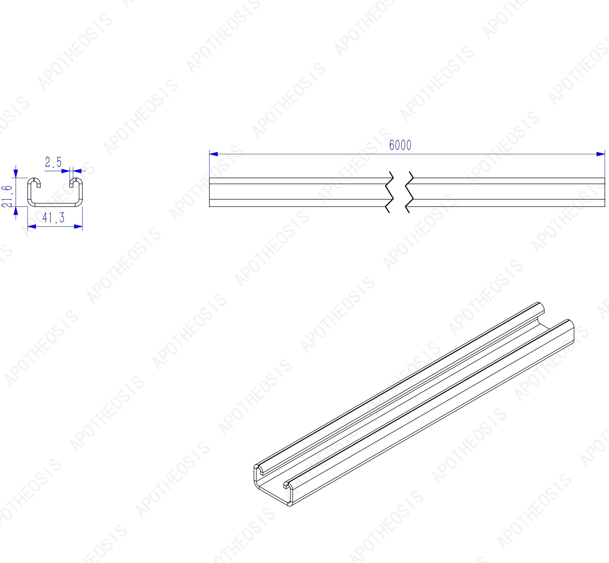 41*21MM Plain Strut Channel - 6 Meter-Apotheosis
